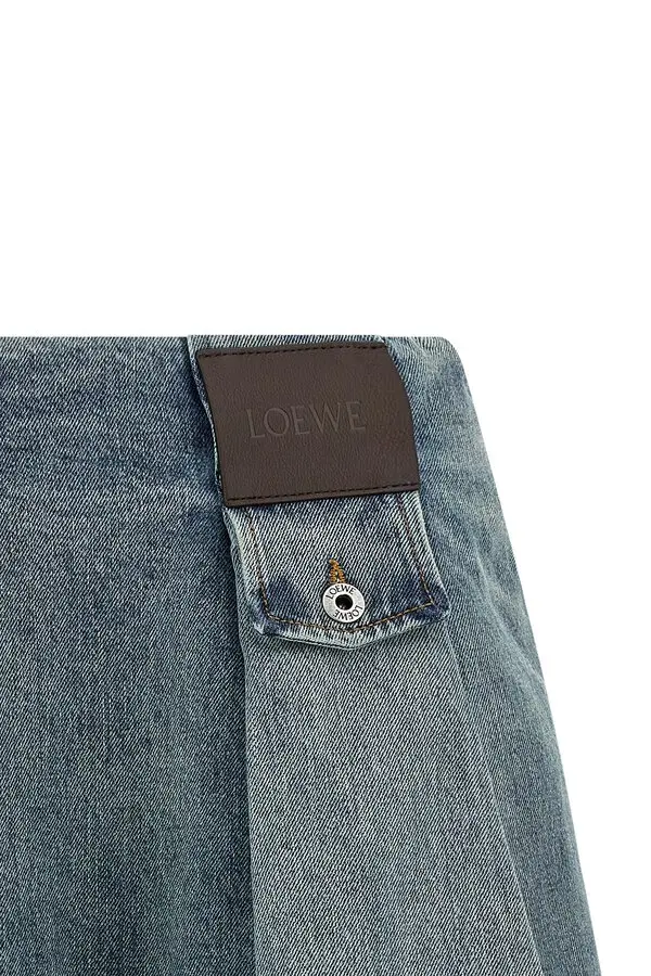 Loewe Pleated Pocket Denim Skirt - Washed Denim