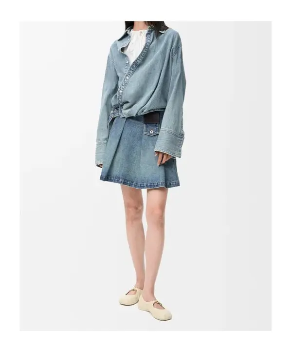 Loewe Pleated Pocket Denim Skirt - Washed Denim