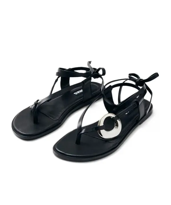 ALOHAS Morosia Flat Sandals With Metallic Detail