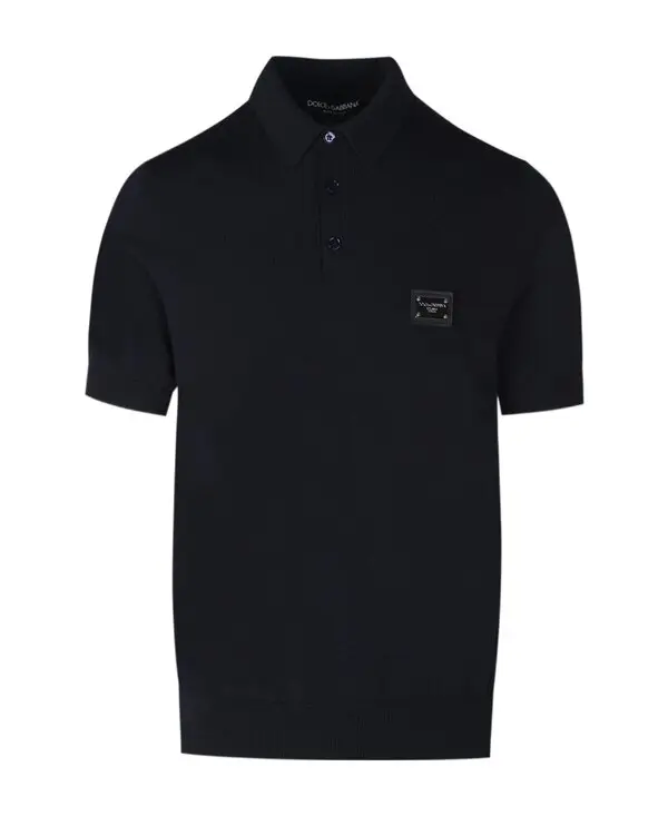 Dolce & Gabbana Dolce Gabbana Logo-plaque Short-sleeved Polo Shirt - Black