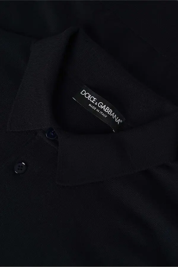 Dolce & Gabbana Dolce Gabbana Logo-plaque Short-sleeved Polo Shirt - Black