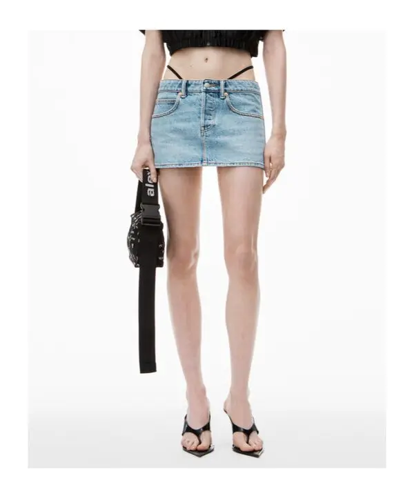Alexander Wang Thong Strap Denim Mini Skirt