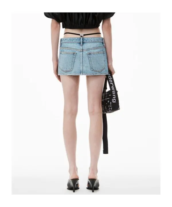 Alexander Wang Thong Strap Denim Mini Skirt