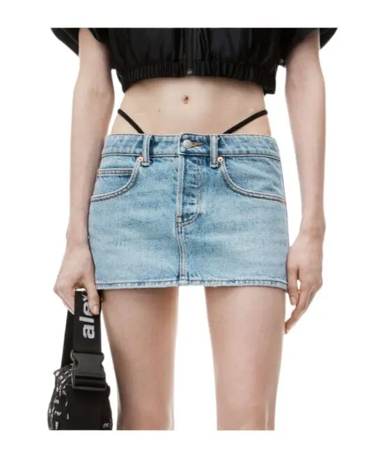 Alexander Wang Thong Strap Denim Mini Skirt