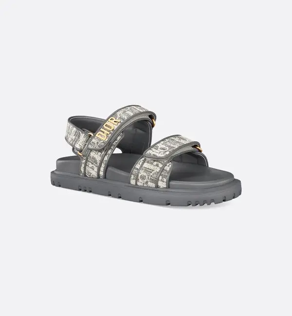 Dior Logo Plaque Sandals - Gray