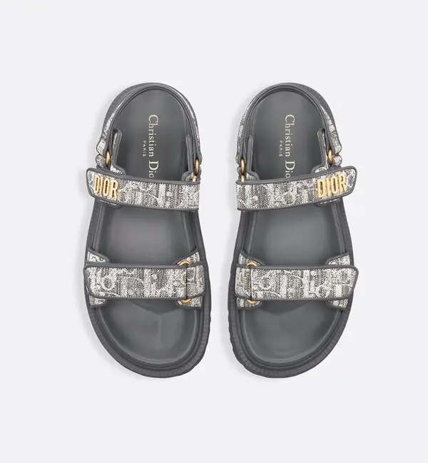 Dior Logo Plaque Sandals - Gray