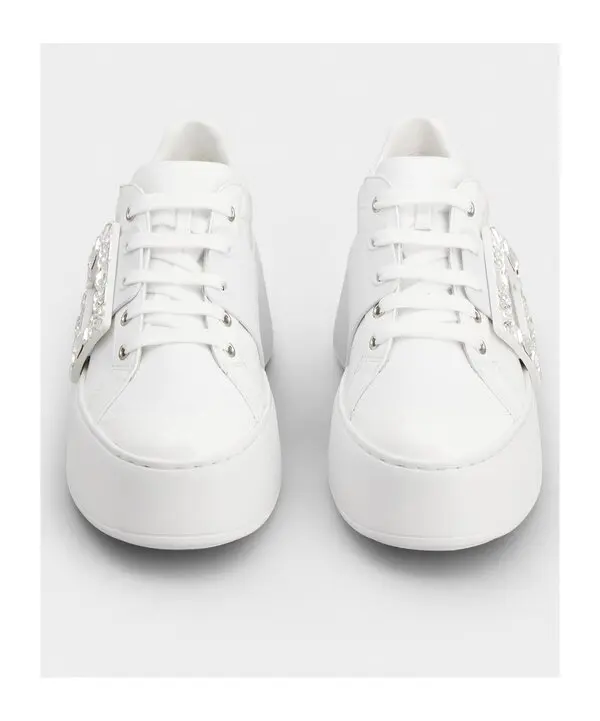 ROGER VIVIER Viv Skate Embellished Sneakers - White