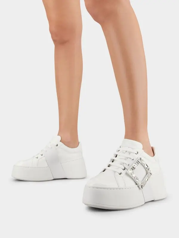 ROGER VIVIER Viv Skate Embellished Sneakers - White
