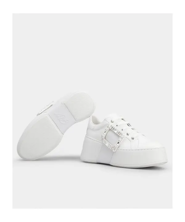 ROGER VIVIER Viv Skate Embellished Sneakers - White