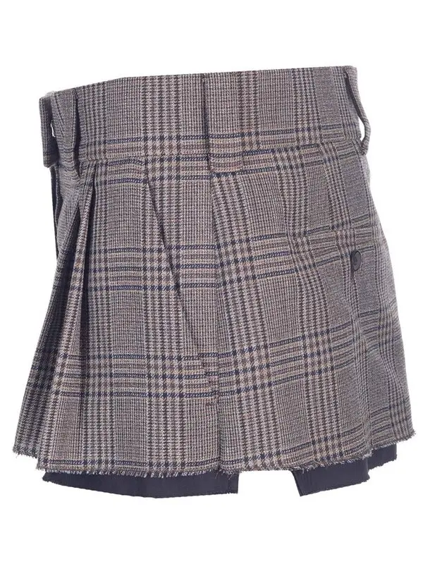 Miu Miu Pleated Plaid Mini Skirt