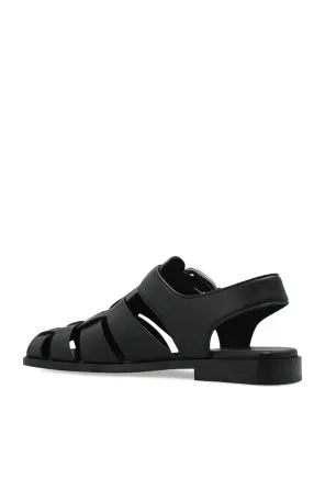 Bottega Veneta Square-toe Flat Sandals With Buckle Closure