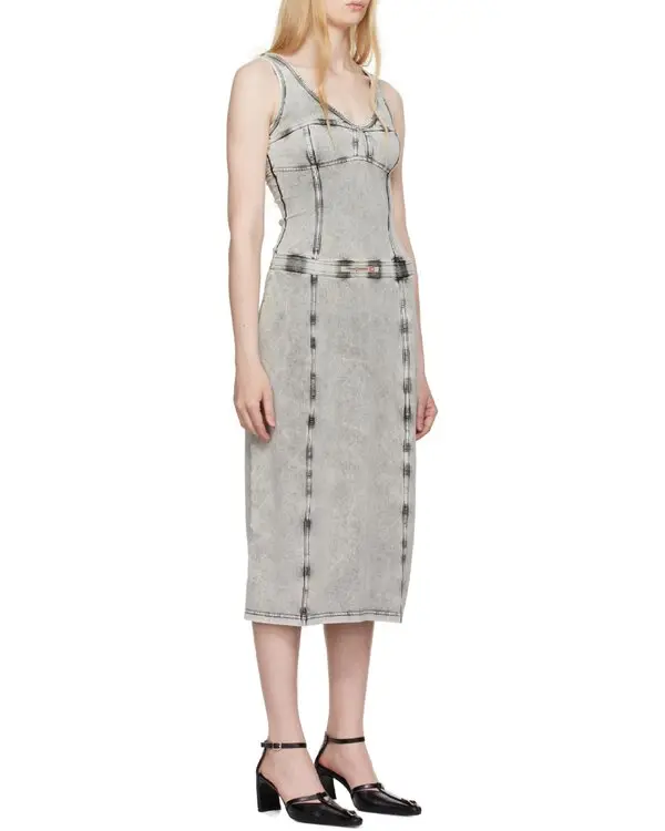 DIESEL® D-inny Sleeveless Midi Dress In Distressed Denim