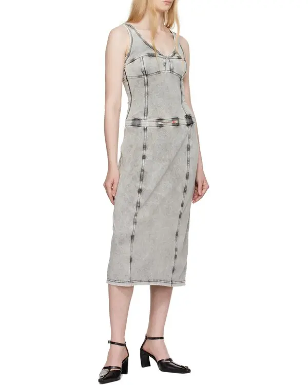 DIESEL® D-inny Sleeveless Midi Dress In Distressed Denim