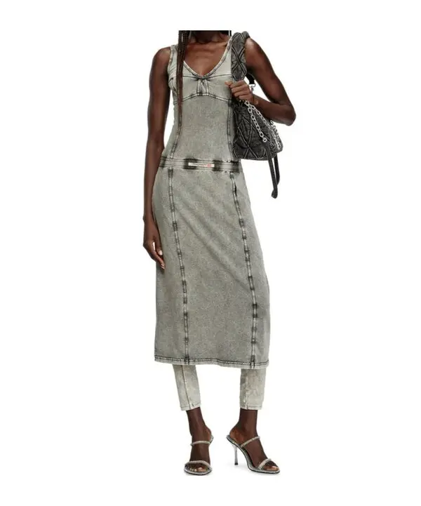 DIESEL® D-inny Sleeveless Midi Dress In Distressed Denim