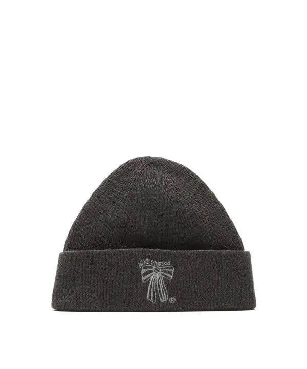 Acne Studios Bow Embroidered Beanie - Bituminous Ash Free