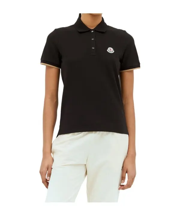 Moncler Logo Embroidered Polo Shirt - Black
