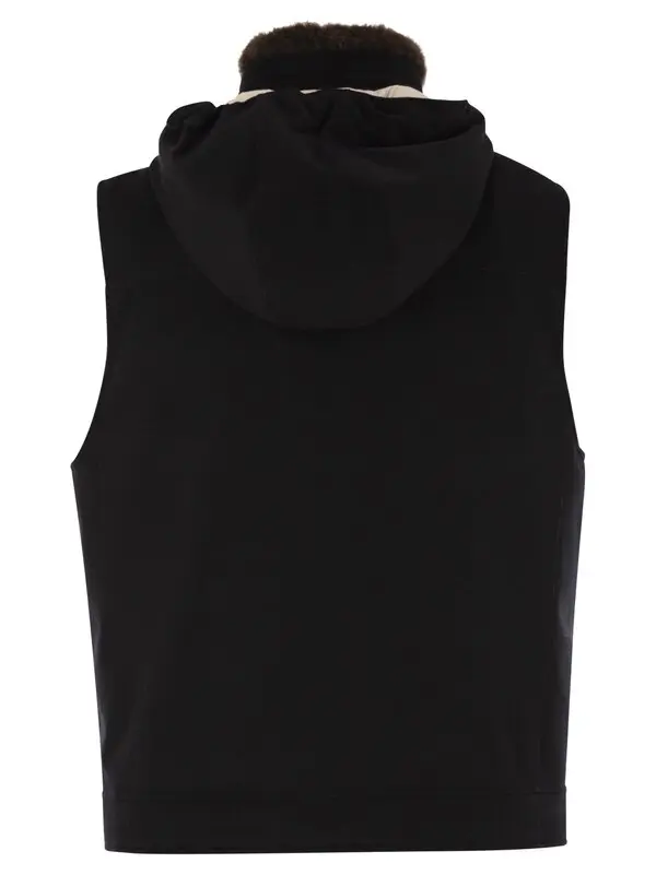 Brunello Cucinelli Fur Collar Zipped Waistcoat