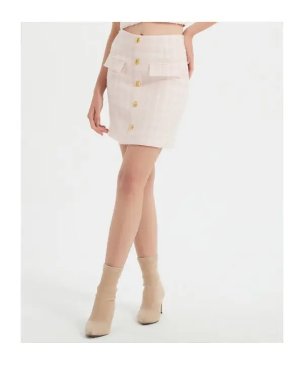 MARISSA CHIARA Gold Button Textured Skirt