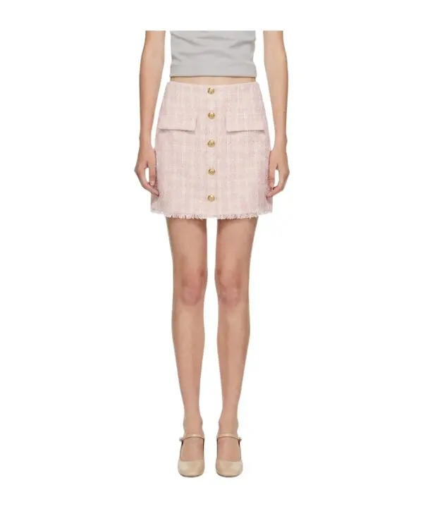 Marissa Chiara Gold Button Textured Skirt