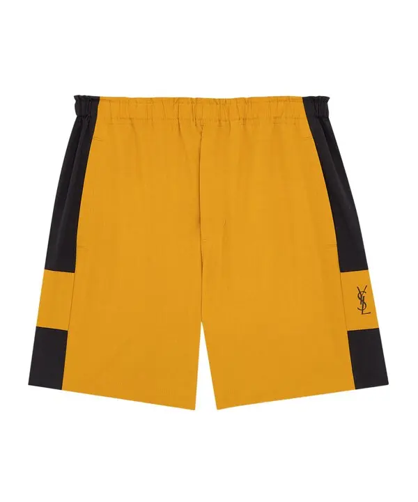 Saint Laurent Cassandre Color-block Bermuda Shorts - Curry/black
