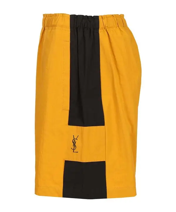 Saint Laurent Cassandre Color-block Bermuda Shorts - Curry/black
