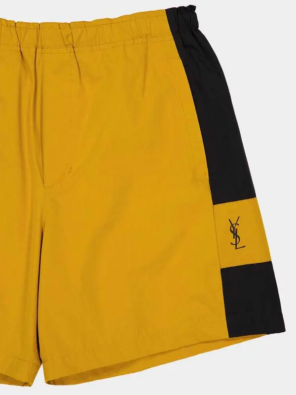 Saint Laurent Cassandre Color-block Bermuda Shorts - Curry/black