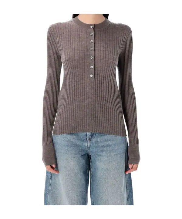 Soeur Ribbed Knit Pullover - Gray