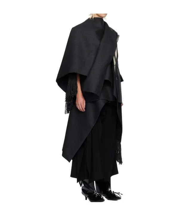 Sacai Double-faced Melton Vest With Fringe Details