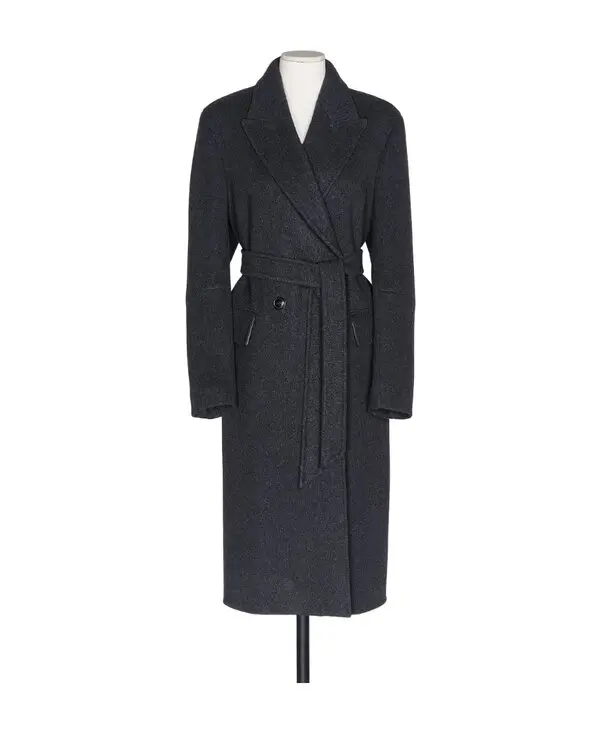 Max Mara Belted Long-sleeved Coat - Dark Grey