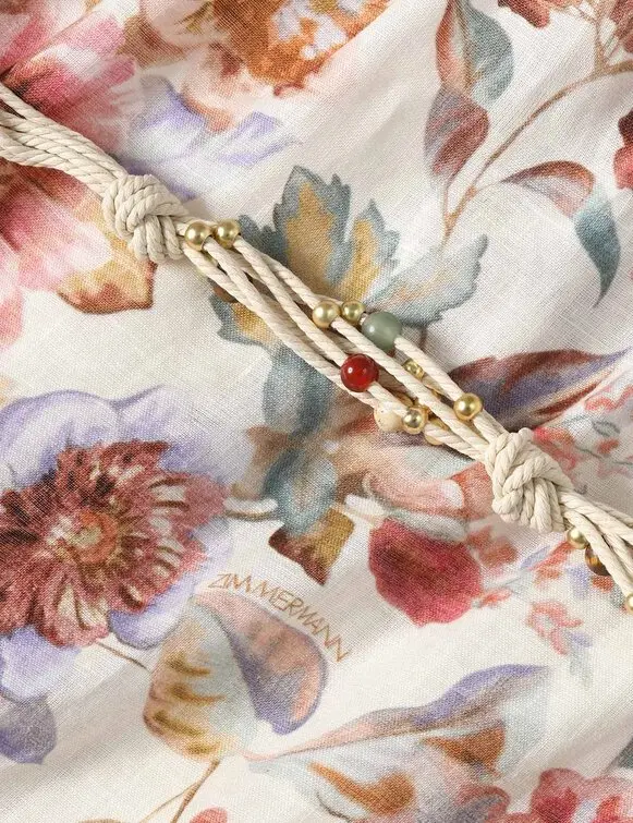 Zimmermann Awaken Embroidered Midi Dress - Nude