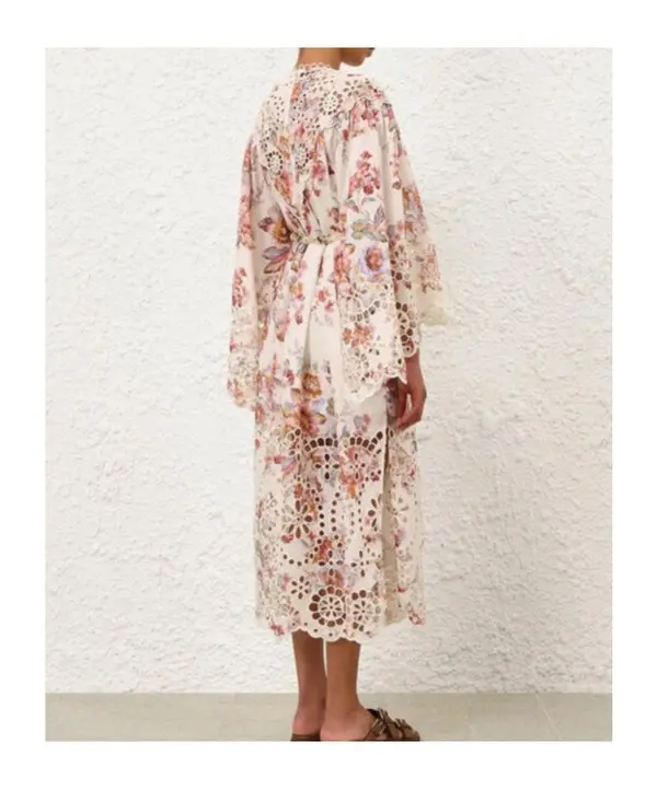 Zimmermann Awaken Embroidered Midi Dress - Nude