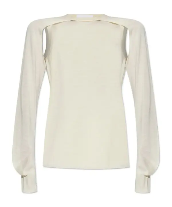 Helmut Lang Crewneck Jumper With Cut-out Detail - White