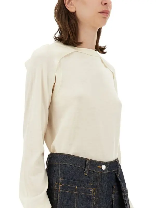 Helmut Lang Crewneck Jumper With Cut-out Detail - White