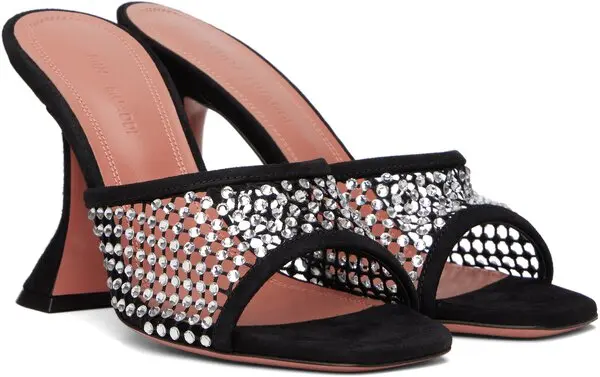 Amina Muaddi Lupita Crystal Mesh High-heeled Sandals