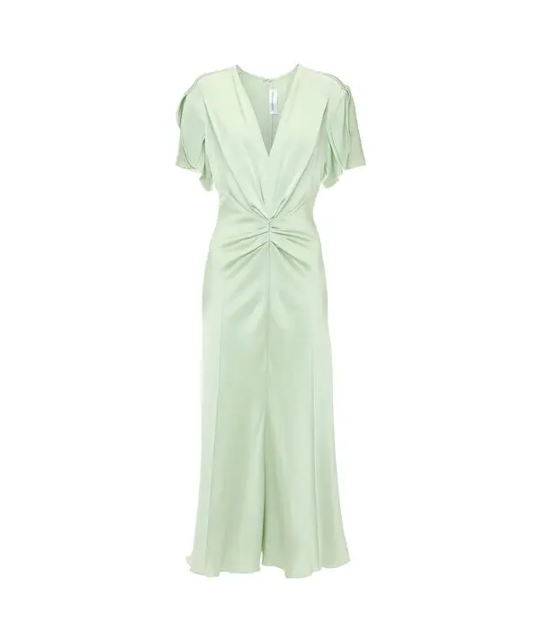 Victoria Beckham Gathered V-neck Midi Dress