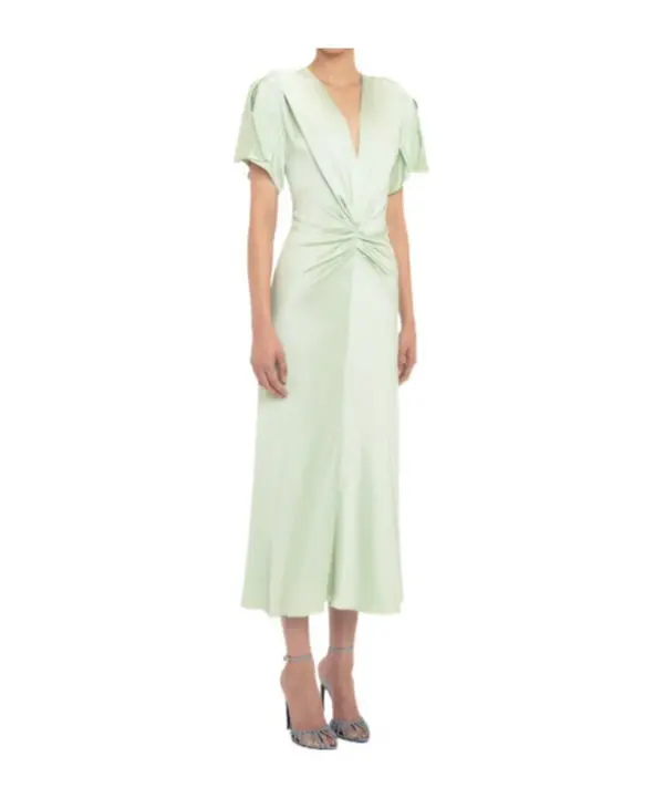 Victoria Beckham Gathered V-neck Midi Dress