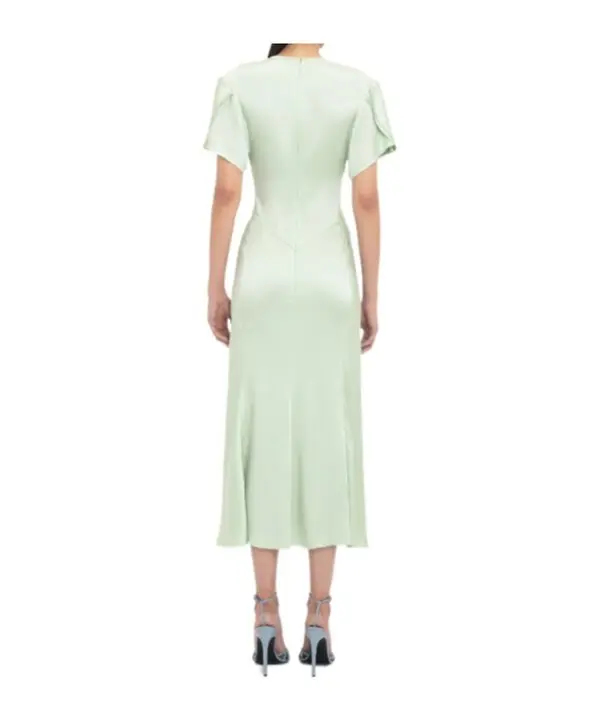 Victoria Beckham Gathered V-neck Midi Dress