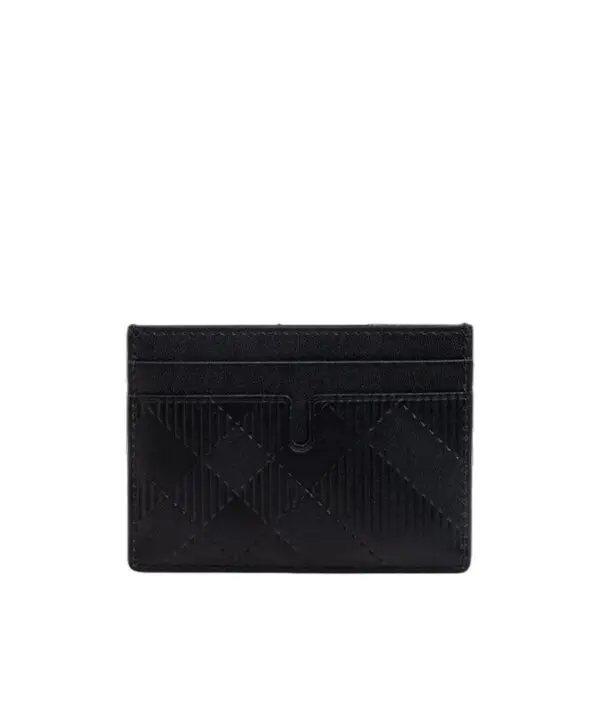 Burberry Check Embossed Card Holder - Black