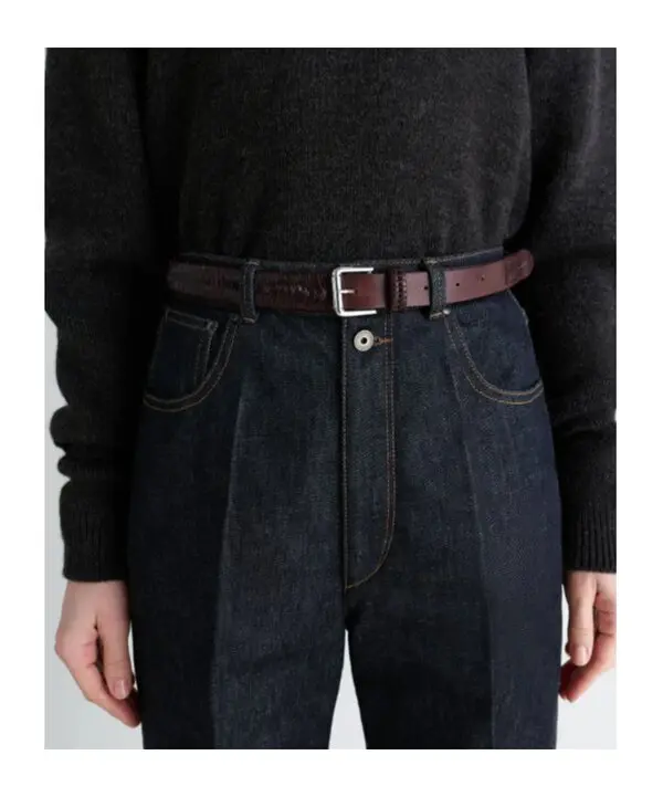 LEMAIRE Braided Leather Belt With Engraved Logo Buckle