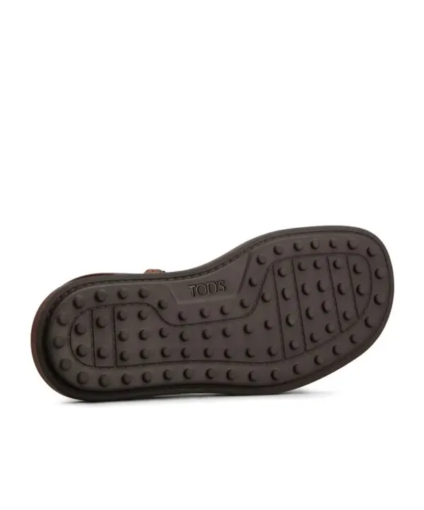 TOD'S Ankle Strap Sandals With Logo Detail - Brown