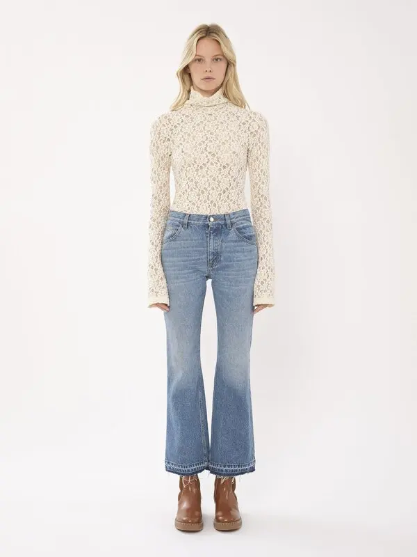 Chloé Cropped Flare Jeans - Gray