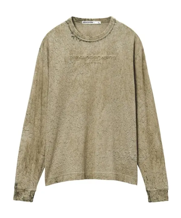 Alexander Wang Logo Embossed Tie-dye Long Sleeve T-shirt