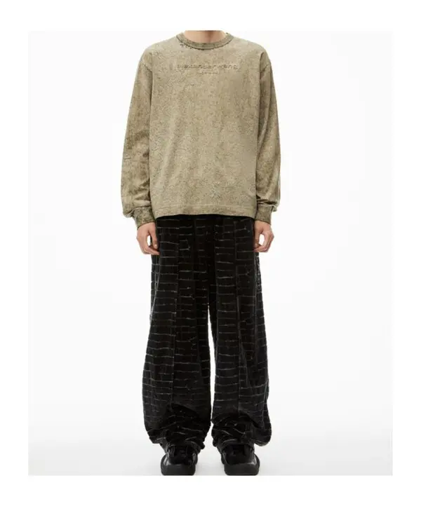 Alexander Wang Logo Embossed Tie-dye Long Sleeve T-shirt