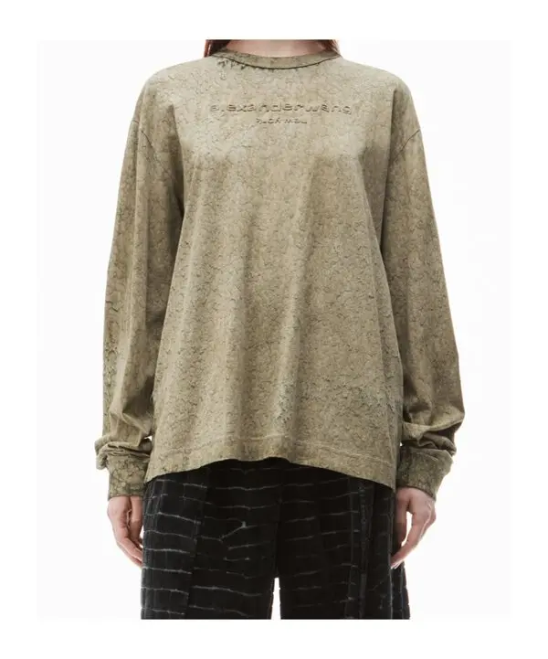Alexander Wang Logo Embossed Tie-dye Long Sleeve T-shirt