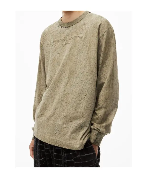 Alexander Wang Logo Embossed Tie-dye Long Sleeve T-shirt