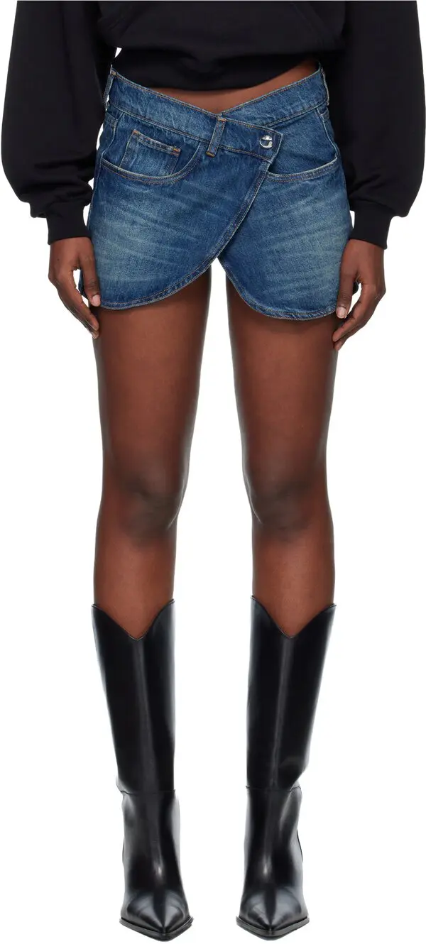 Coperni Wrap-design Denim Mini Skirt - Blue