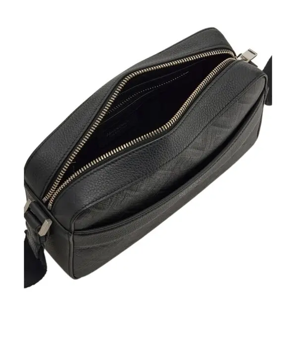 FERRAGAMO Monogram Jacquard Zipped Crossbody Bag - Black/gray