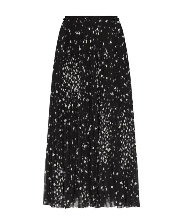 Red Valentino Pleated Midi Skirt With Star Print