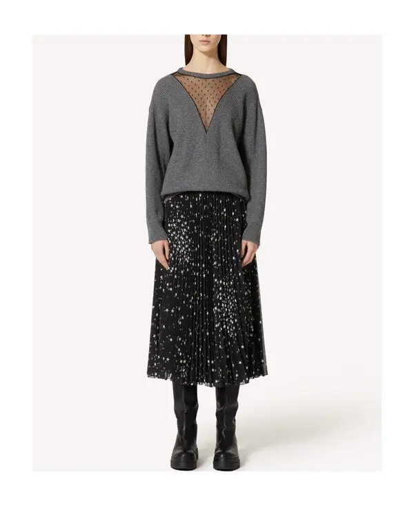Red Valentino Pleated Midi Skirt With Star Print