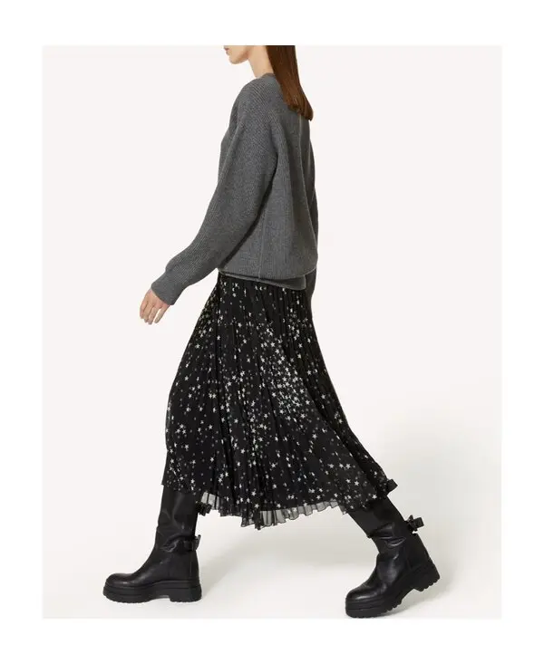 Red Valentino Pleated Midi Skirt With Star Print